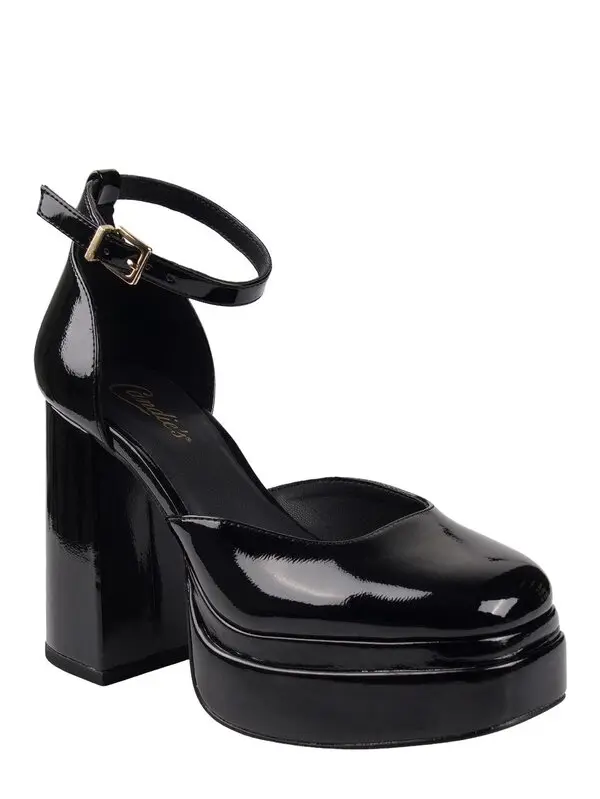 CANDIE'S Ankle Strap Platform Pump - Blkfx