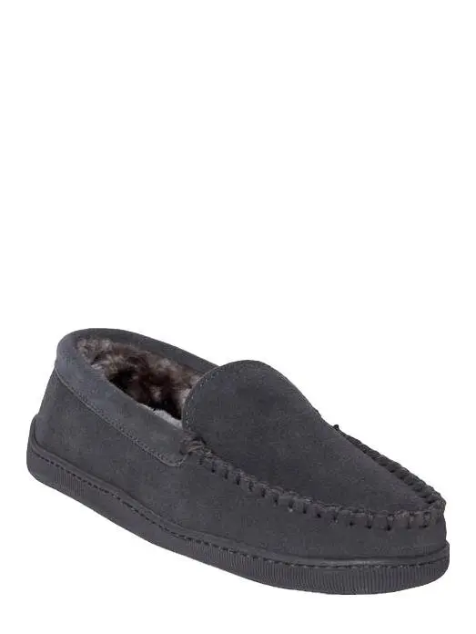 Minnetonka Pile Lined Hardsole Venetian Slipper - Charcoal