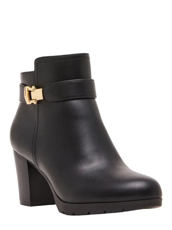 Anne Klein Reins Ankle Boot - Black Smooth