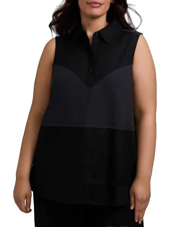 Foxcroft Chelsea Layered Sleeveless Tank - Black