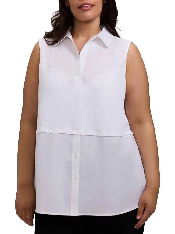 Foxcroft Chelsea Layered Sleeveless Tank - White