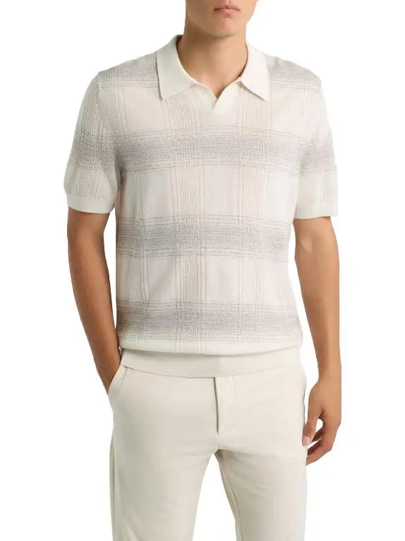 BOSS Lamoroso Striped Merino Wool Polo Sweater - Open White
