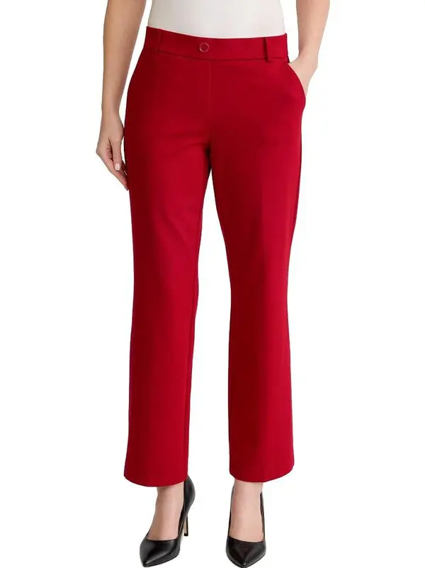 KASPER Faux Fly Pull-on Pants - Fire Red