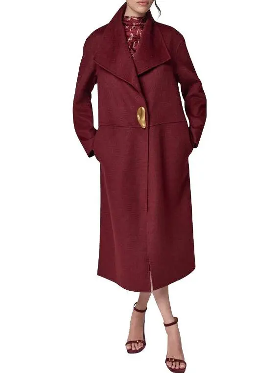 Donna Karan New York Longline Coat With Sculptural Hardware - Blk Cherry