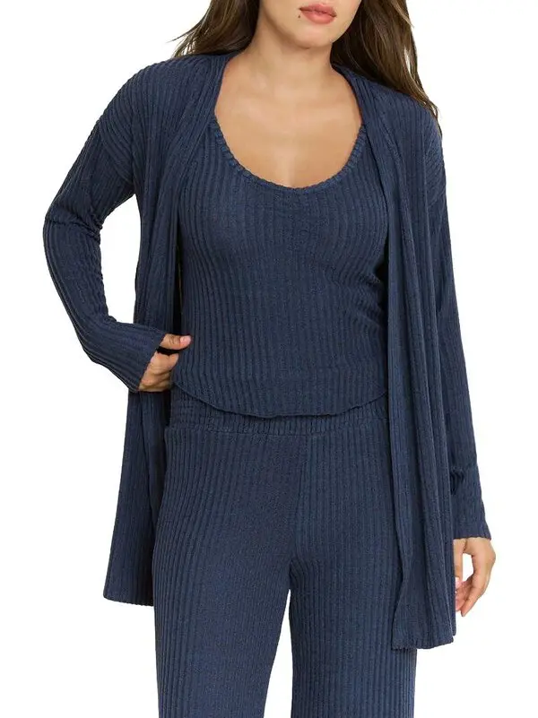 Honeydew Intimates Dream Cloud Ribbed Cardigan - Midnight
