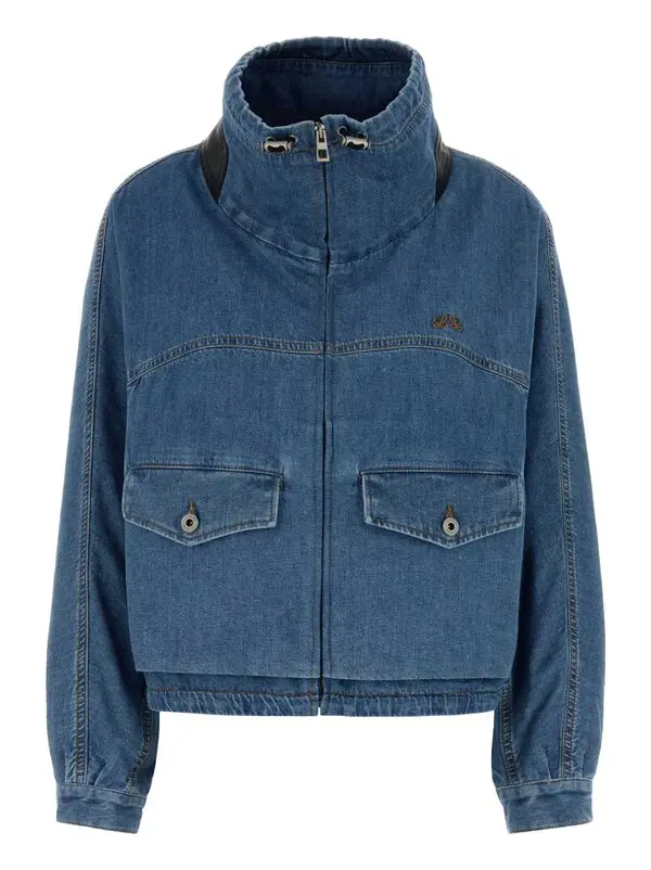 Loewe Denim Jacket With Stand Collar - Blue