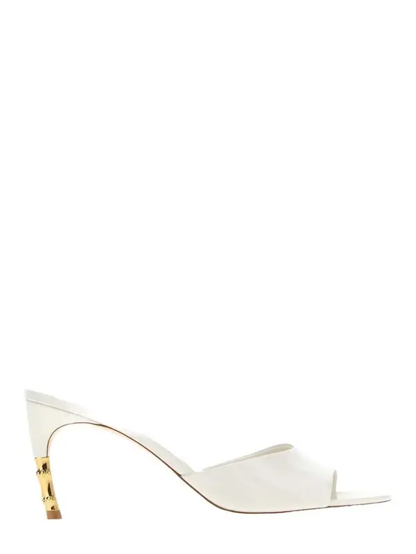 Gucci Calfskin Leather Mules With Sculptural Heel - White