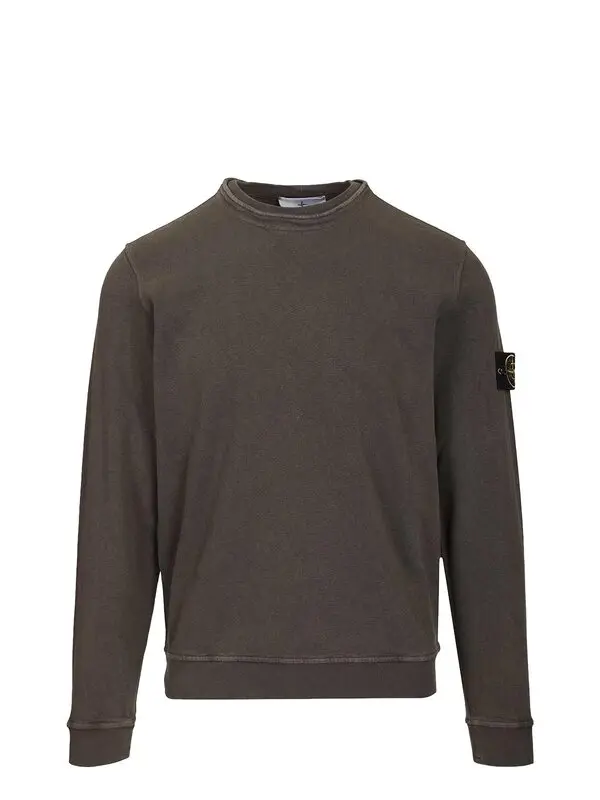 Stone Island Sweatshirt In Malfilé Cotton - Black