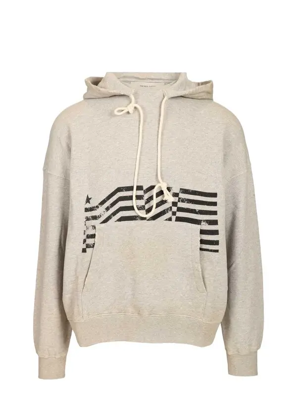 GOLDEN GOOSE Flag Print Hoodie - Gray