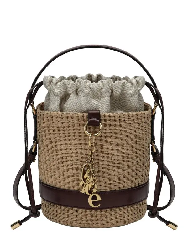 Chloé Charms Basket Bag In Natural Fibers - Brown