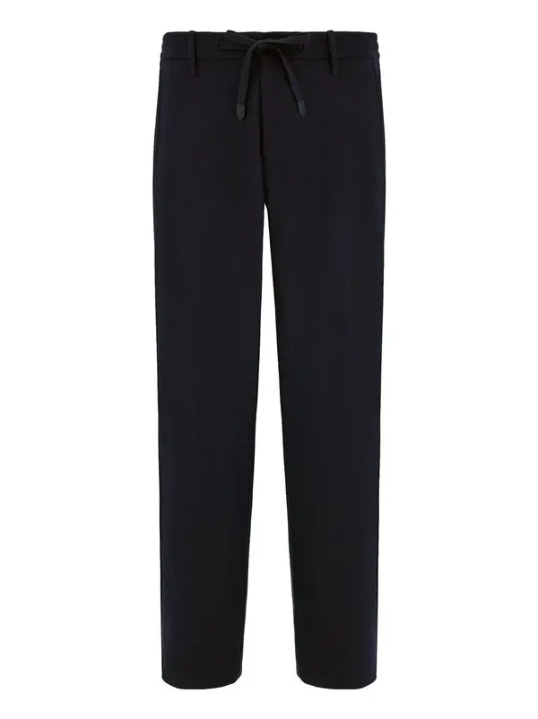 Canali Navy Impeccabile Wool Flannel Drawstring Pants - Blue