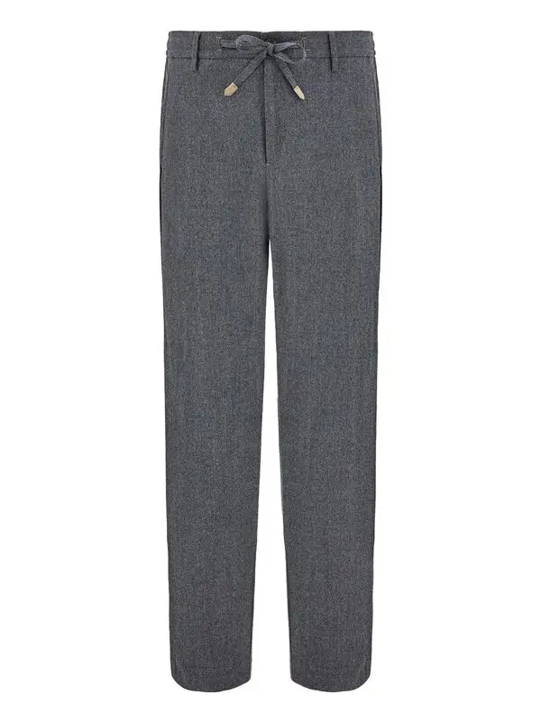 Canali Wool Flannel Drawstring Pants - Grey