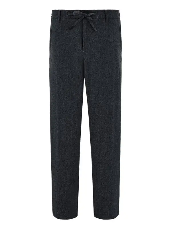 Canali Wool Flannel Pants With Drawstring - Grey
