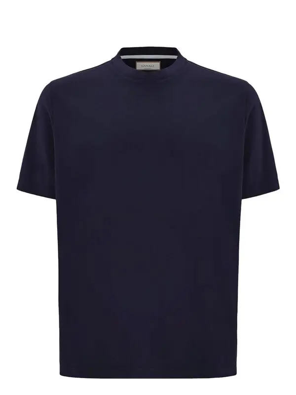 Canali Navy Cotton Interlock Jersey Regular-fit T-shirt - Blue