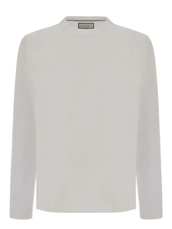 Canali Lisle Cotton Jersey Regular-fit Crew Neck - White