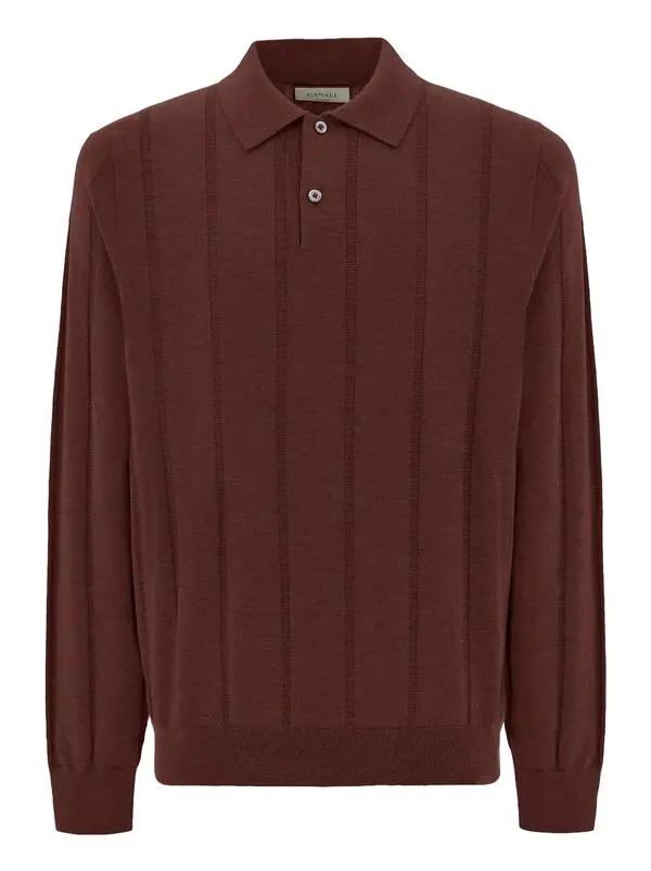 Canali Burgundy Extra-fine Merino Wool Regular-fit Polo Shirt - Red