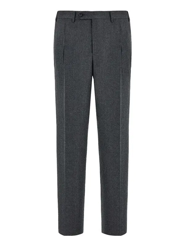 Canali Wool Flannel Regular-fit Tapered Pants - Grey