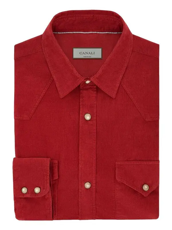 Canali Casual Cotton Corduroy Regular-fit Shirt - Red