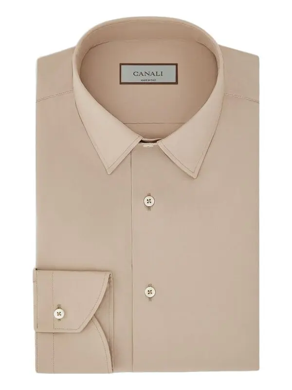 Canali Travel Stretch Cotton Regular-fit Shirt - Beige