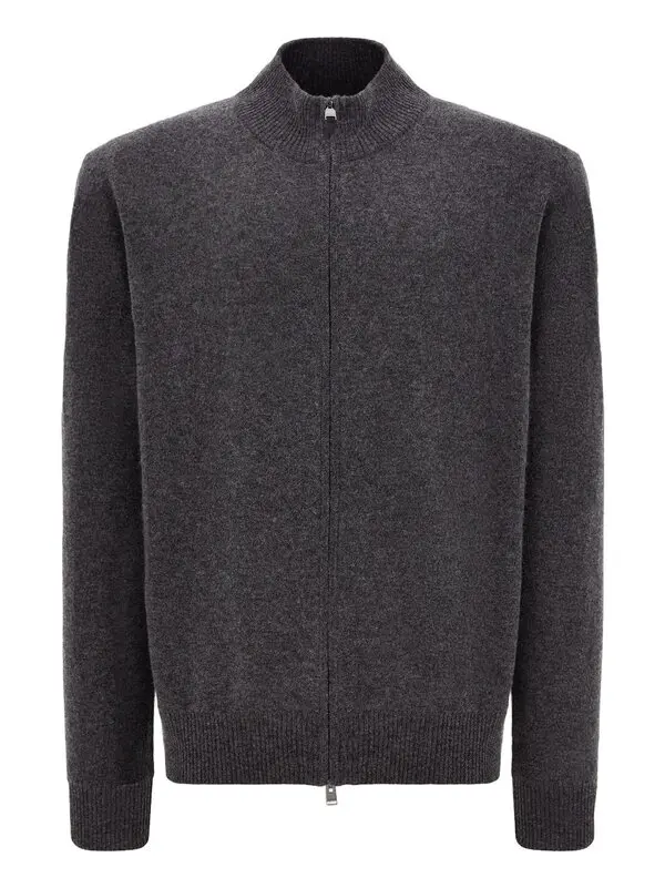 Canali Wool And Cashmere Full-zippered Cardigan - Grey