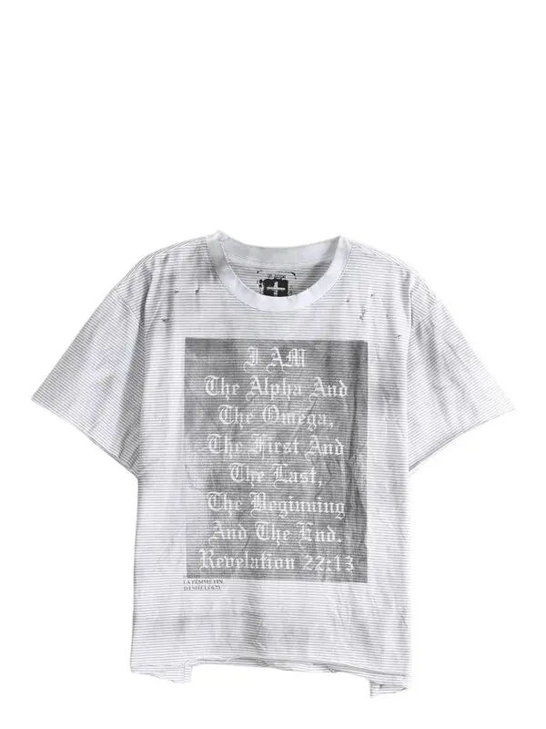 SAITOS Striped Graphic T-shirt - White