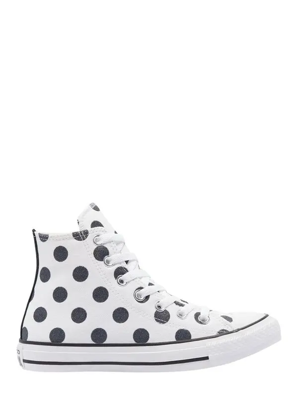 CONVERSE Chuck Taylor All Star High Top Sneakers With Glitter Shine Polka Dot Print - White