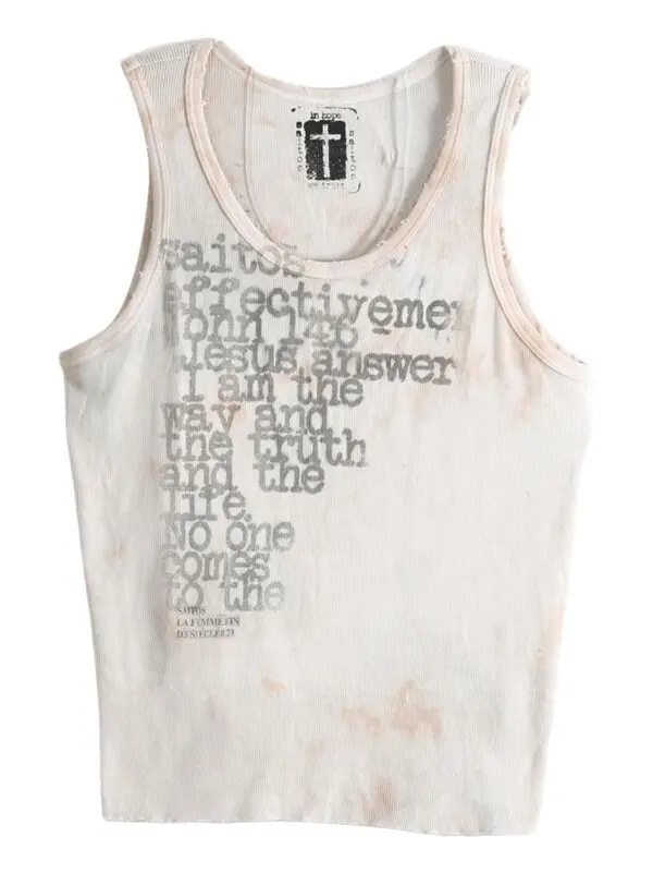 SAITOS Distressed Graphic Tank - Cream
