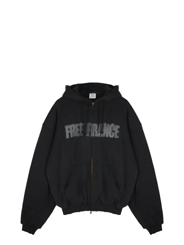 Vetements Puffed Zip-up Free France Sweatshirt - Black