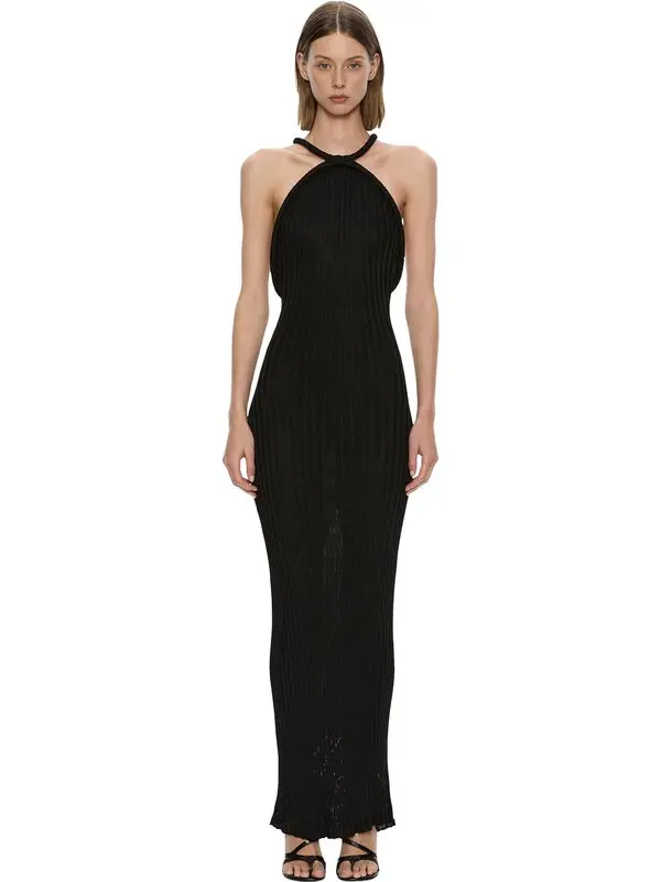 Christopher Esber Nyx Knit Halterneck Column Dress - Black