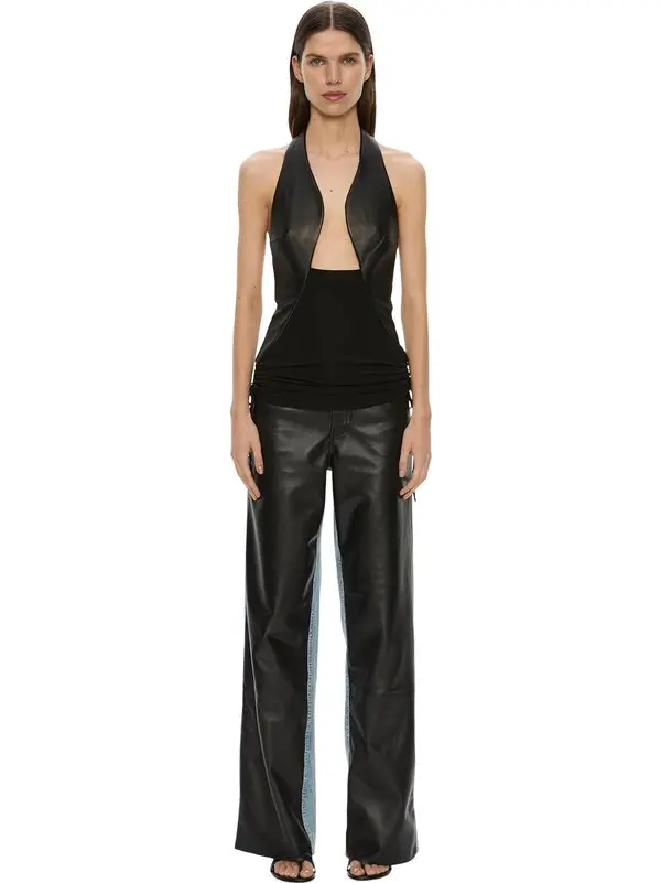 Christopher Esber Tailored Slope Leather Halter Top - Black