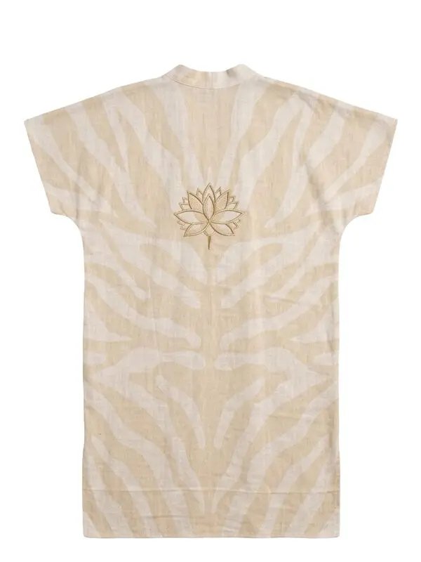 CASA DUNIYA Neutrals Cotton Lotus Embroidery Soleil Swimsuit Cover-up - Beige