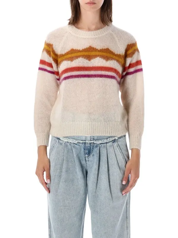 MARANT ETOILE Striped Wool-blend Crew Neck Sweater - Beige