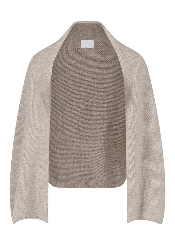 PAMPA THE BRAND Open-front Knit Bolero Cardigan - Beige