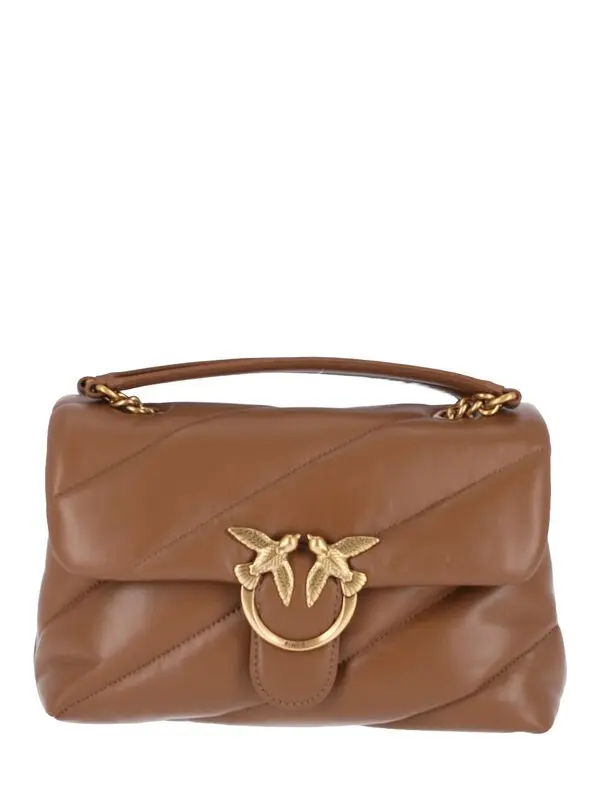 Pinko Quilted Top Handle Bag With Chain Detail - Brown