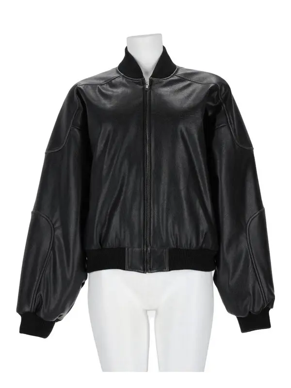 MAISON MARGIELA Faux Leather Bomber Jacket - Black