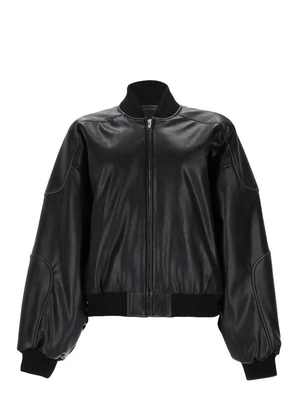 MAISON MARGIELA Faux Leather Bomber Jacket - Black