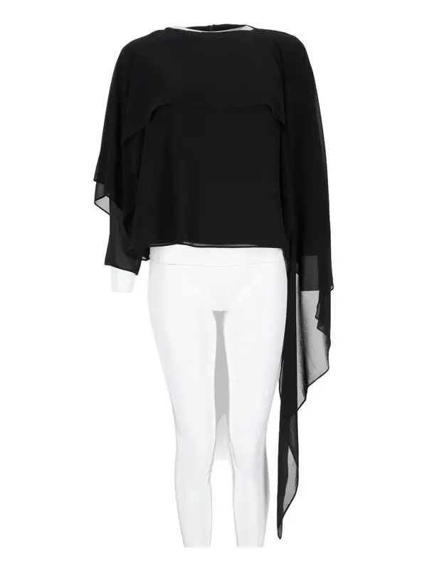 MAISON MARGIELA Asymmetrical Draped Sheer Blouse - Black