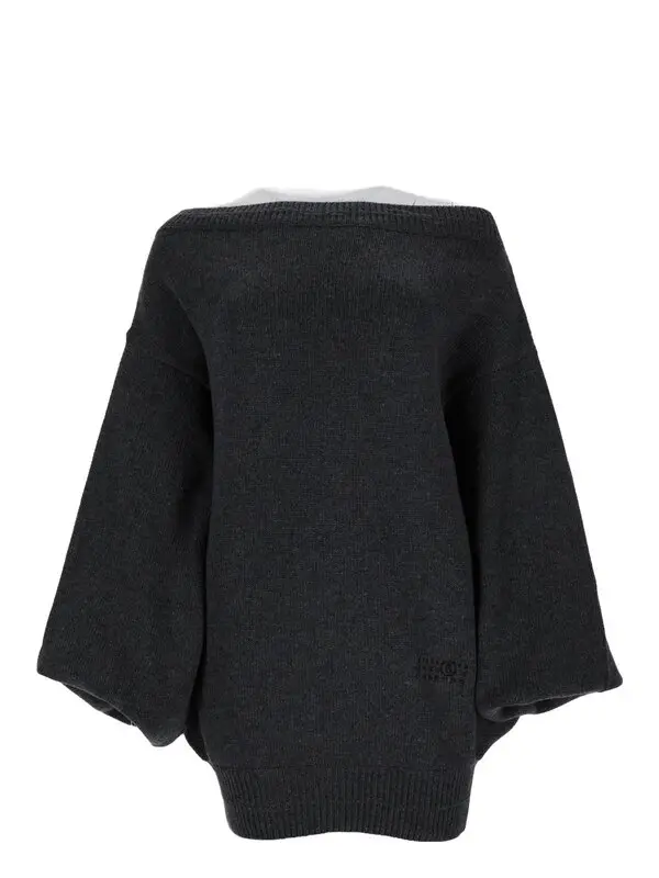 MAISON MARGIELA Off-shoulder Oversized Knit Sweater - Grey