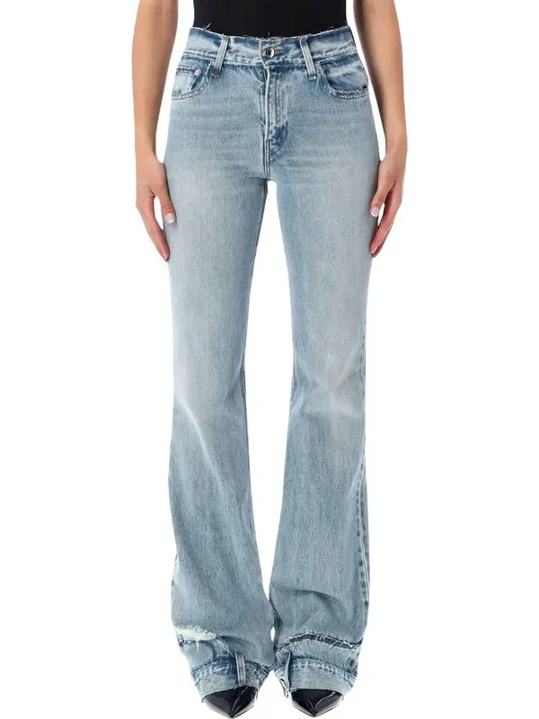 HAIKURE High-waist Flared Jeans With Raw Edge Detail - Pollock Light Blue