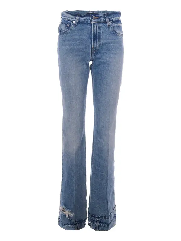 HAIKURE High-waist Flared Jeans With Raw Edge Detail - Pollock Light Blue