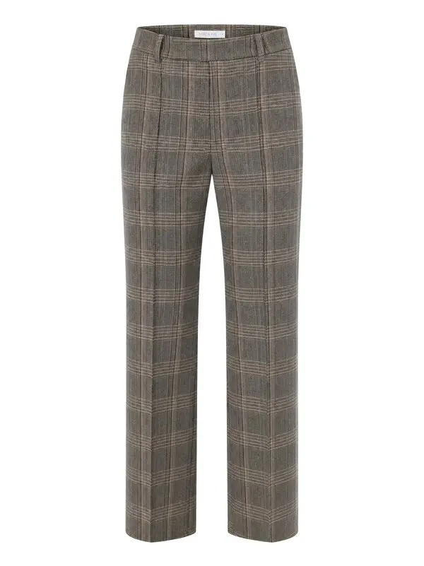 Patrizia Pepe Plaid Tailored Straight-leg Trousers - Brown Check