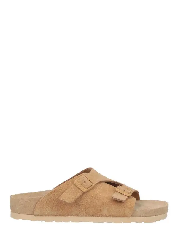 BIRKENSTOCK Two-strap Suede Slide Sandals - Beige