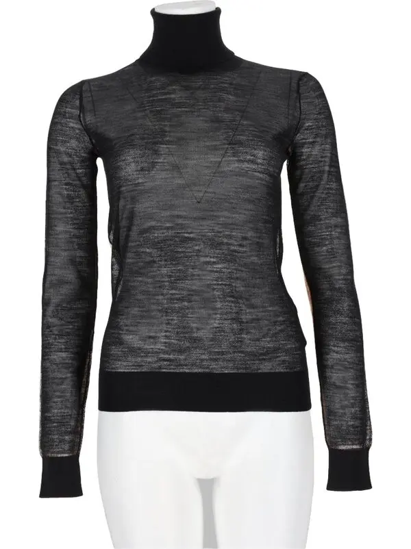 MAISON MARGIELA Sheer Turtleneck Long Sleeve Top - Black