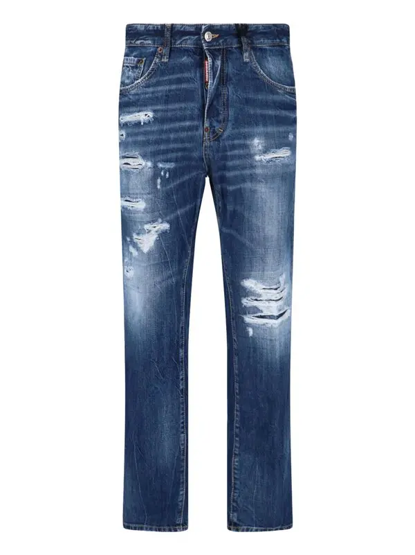Dsquared2 Distressed Straight-leg Jeans - Blue