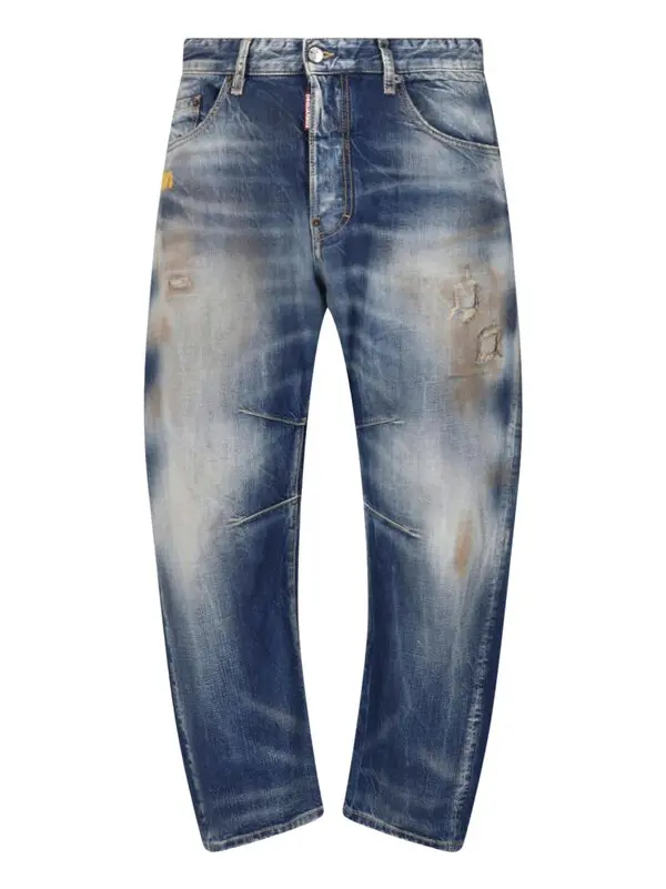 Dsquared2 Distressed Straight-leg Jeans - Blue