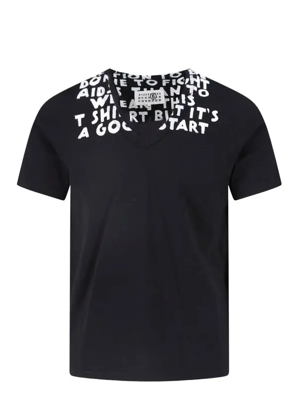 MAISON MARGIELA Graphic V-neck Short-sleeve T-shirt - Black