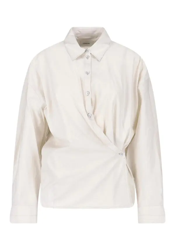 LEMAIRE Asymmetrical Wrap Front Button-up Shirt - Cream