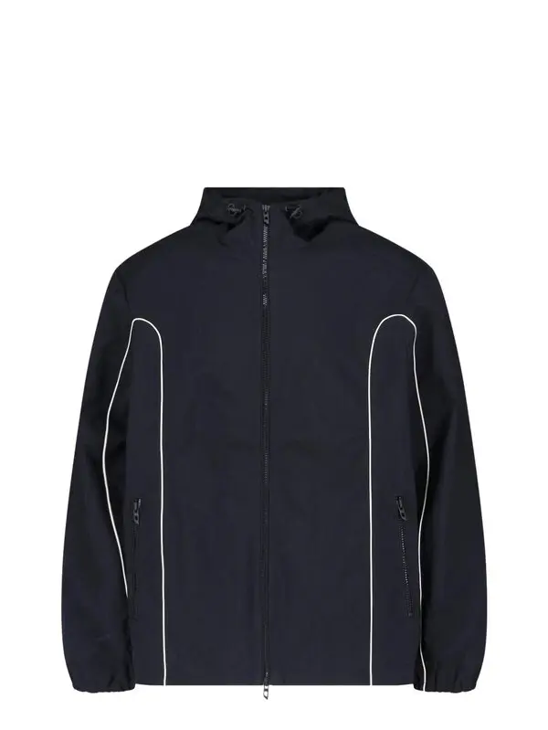 DIESEL® Hooded Zip-up Jacket With Contrast Piping - Black