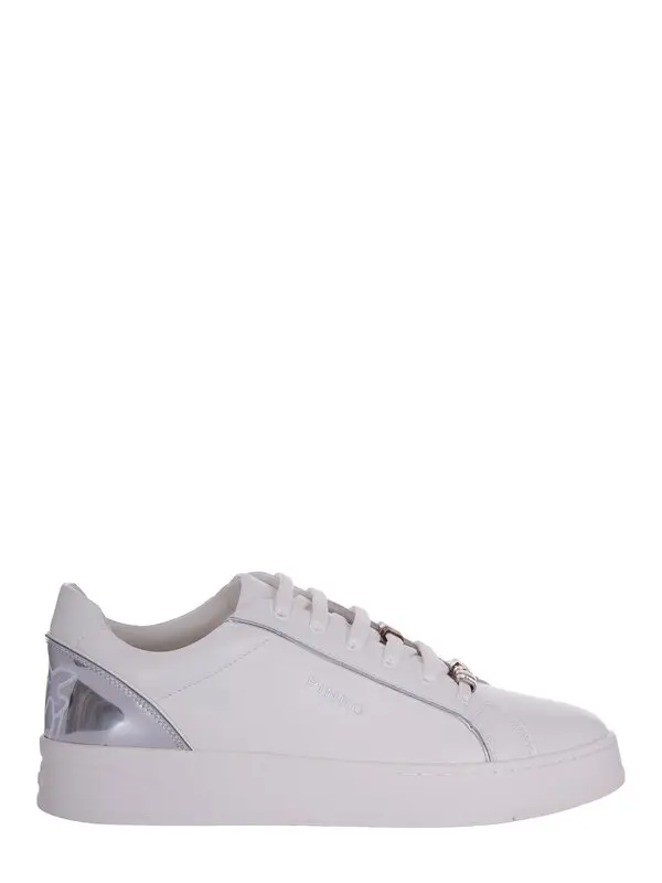 Pinko Low-top Platform Sneakers With Metallic Trim - Bianco