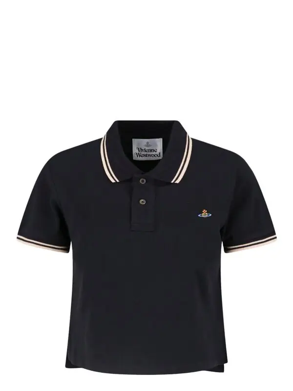 VIVIENNE WESTWOOD Embroidered Cotton Polo Shirt - Black
